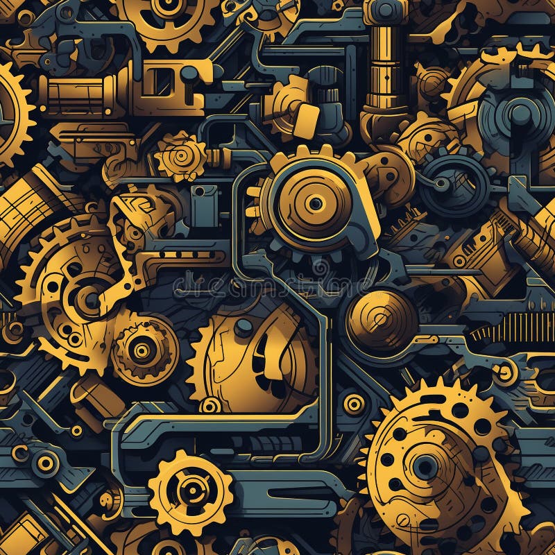 An Illustration of a Seamless Tile Pattern Inside the Mechanical Engine ...