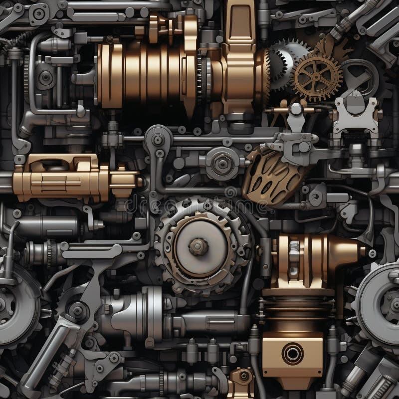An Illustration of a Seamless Tile Pattern Inside the Mechanical Engine ...