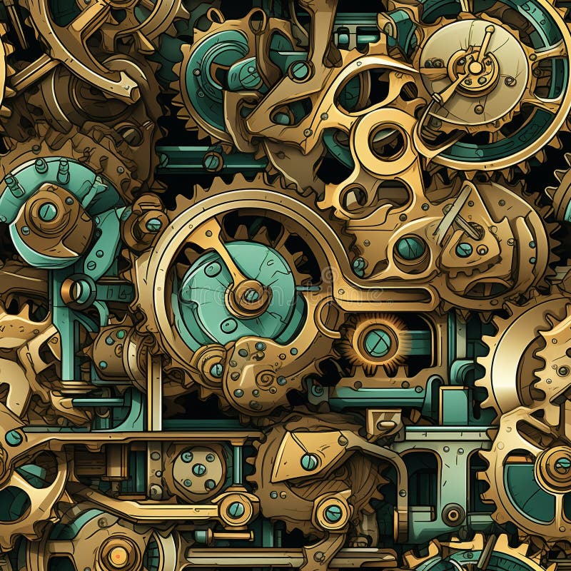 An Illustration of a Seamless Tile Pattern Inside the Mechanical Engine ...