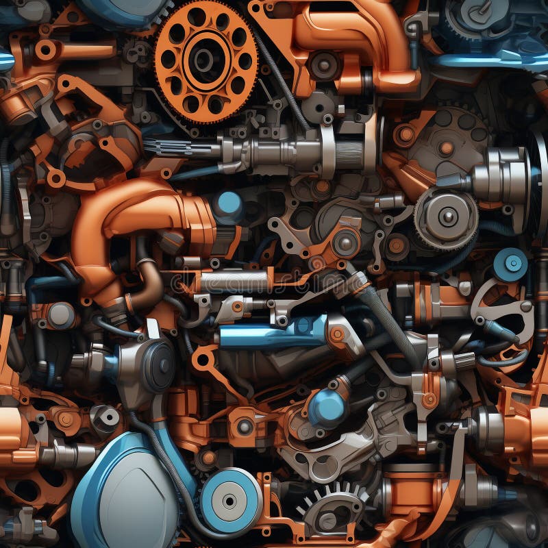 An Illustration of a Seamless Tile Pattern Inside the Mechanical Engine ...