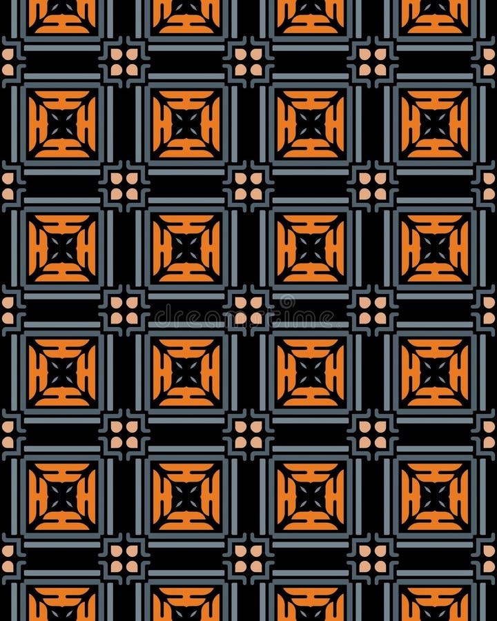 Illustration of a Seamless Tile Pattern with Ornaments in Orange, Gray ...