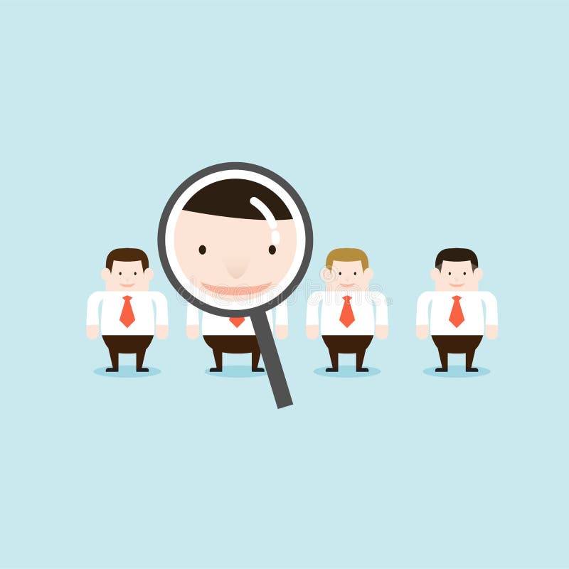 Illustration of Searching Businessmen by Using Magnifier Stock Vector ...
