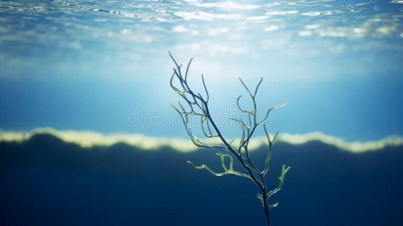 Illustration of Seaweed in Deep Blue Water, 3d Render Generative AI ...