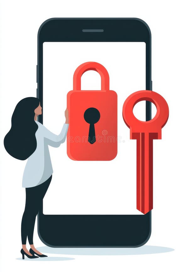 Illustration of a Security App Interface with a Lock Icon and User ...
