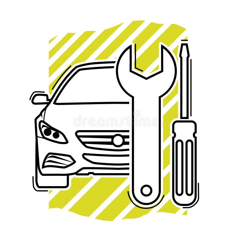 Thin Line Art Automotive Symbol. Stock Vector - Illustration of ...
