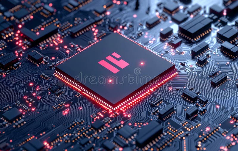 In this Illustration, we See a Futuristic Glowing CPU Quantum Computer ...