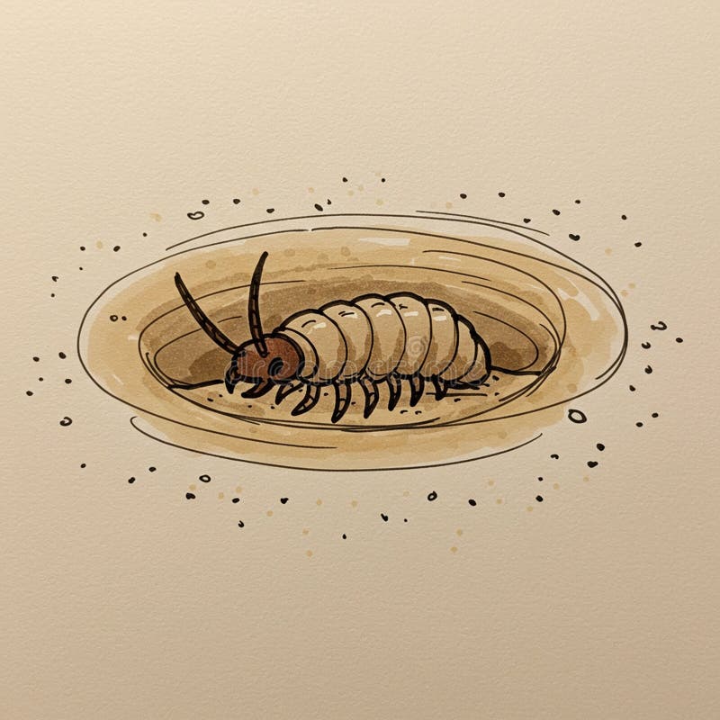 Illustration of a Segmented Insect with Multiple Legs, Possibly a Larva ...