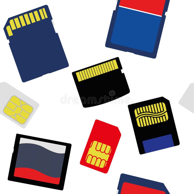 Illustration of Selection of Memory and SIM Cards Stock Illustration ...