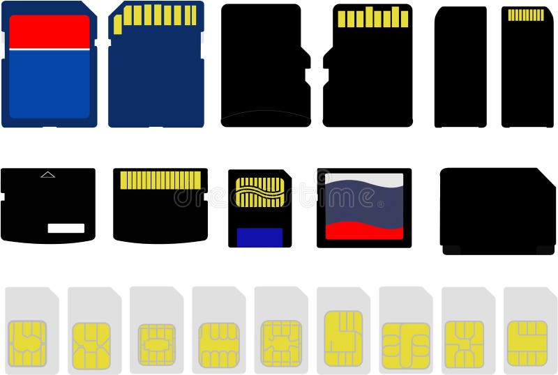 Illustration of Selection of Memory and SIM Cards Stock Illustration ...