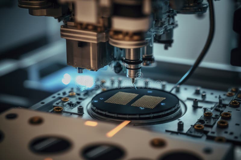 Illustration, Semiconductor Manufacturing with Robotic Arms, Generative ...
