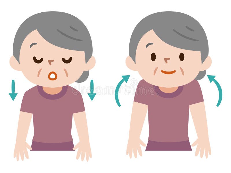 Illustration of a Senior Woman Taking a Deep Breath Stock Vector ...