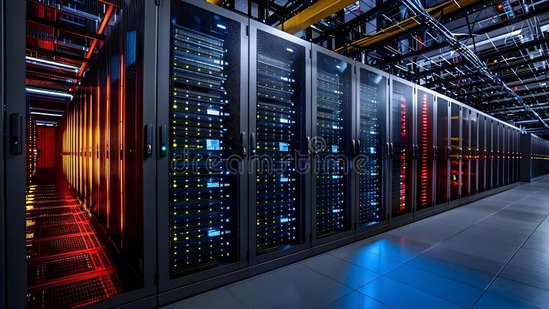 Illustration of Server Racks in a Data Center Setting. Concept ...