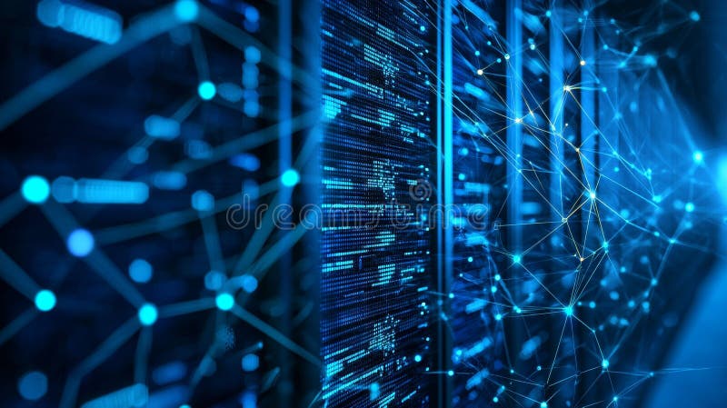 An Illustration of a Server Room at a Data Center Featuring Polygonal ...