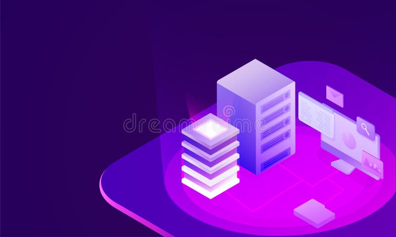 Illustration of Servers Connected with Desktop and Multiple Business ...