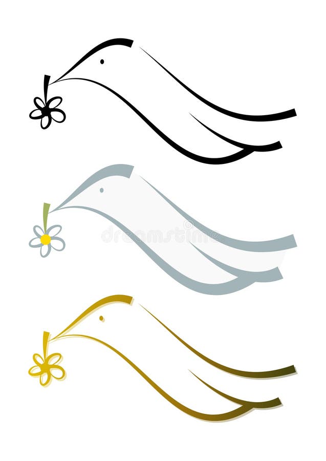 Illustration Set: Abstract Dove Symbol Stock Vector - Illustration of ...