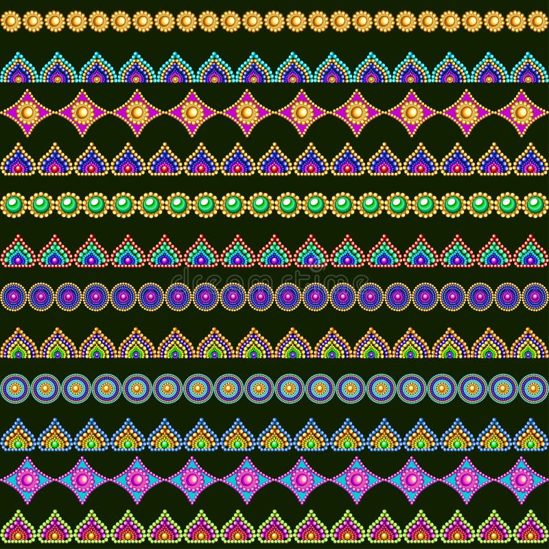 Set of Beads of Multi-colored Brush Borders for Design Stock Vector ...