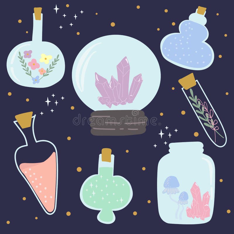 Collection Magic Potions Bottles Stock Illustrations – 175 Collection ...