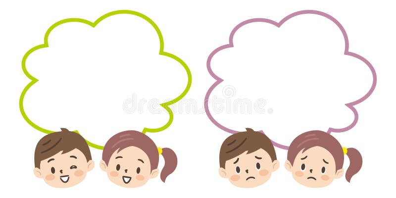 Illustration Set of a Child with a Troubled Expression and a Smile and ...