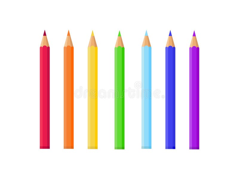 Illustration of a Set of Colored Pencils Isolated on White. Rainbow ...