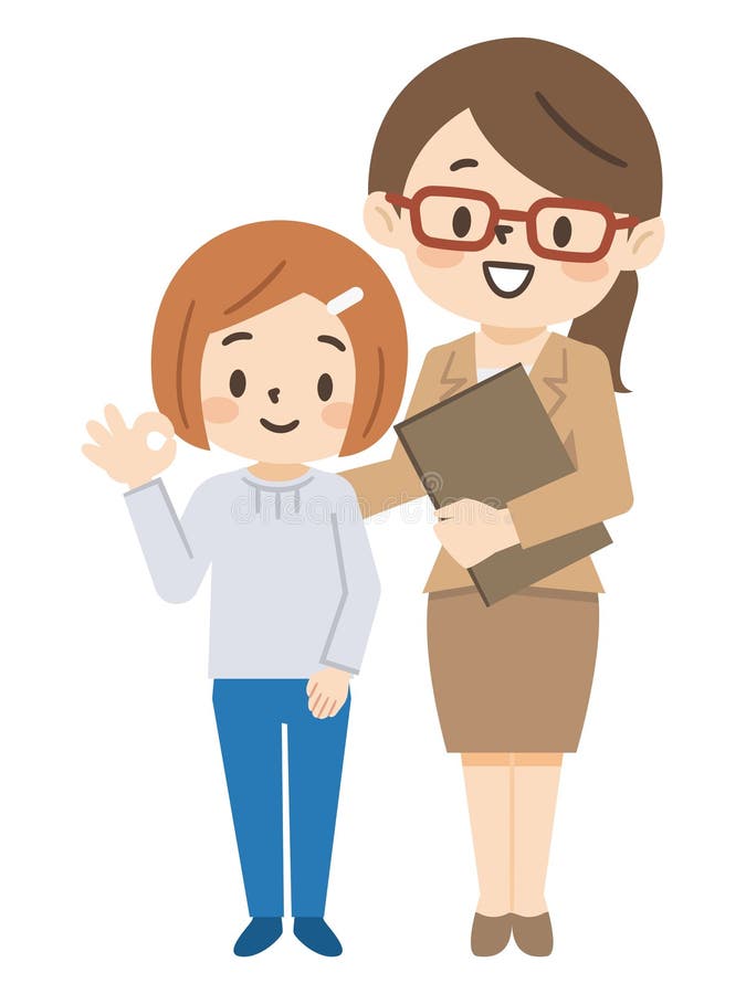 Illustration Set of Cram School Teacher and Elementary School Girl ...