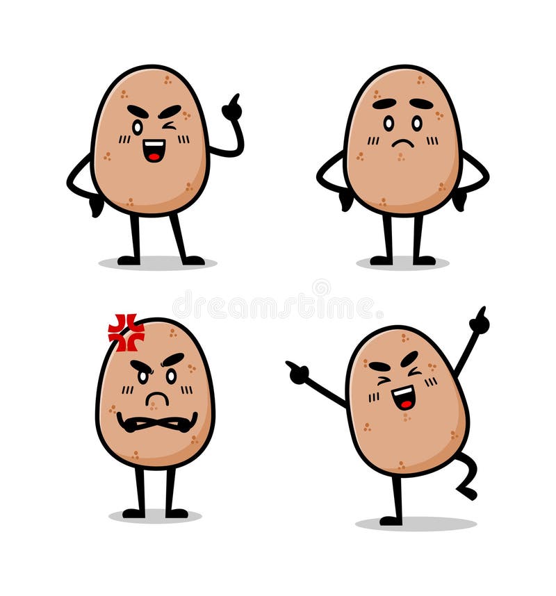 Illustration Set of Cute Potato Mascot. Potato Vector Character Stock ...