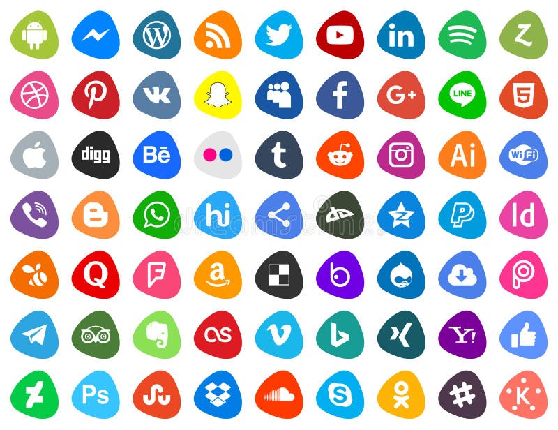 Icons Social Media Colors Vectors Editorial Stock Image - Illustration ...