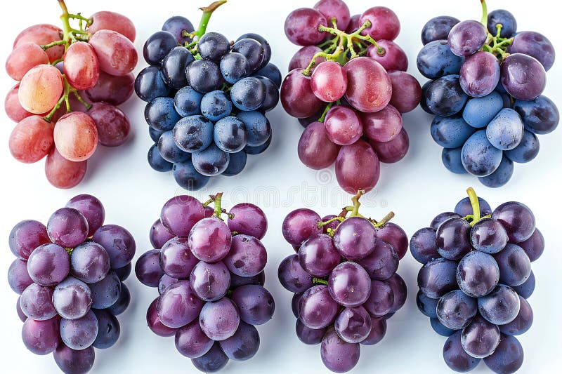 Illustration of Set of Different Types of Grapes Isolated on a White ...
