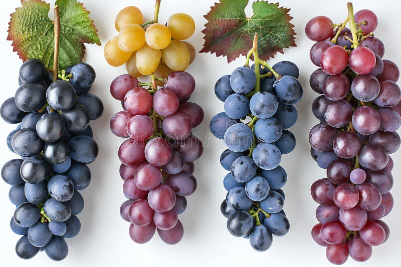Illustration of Set of Different Types of Grapes Isolated on a White ...
