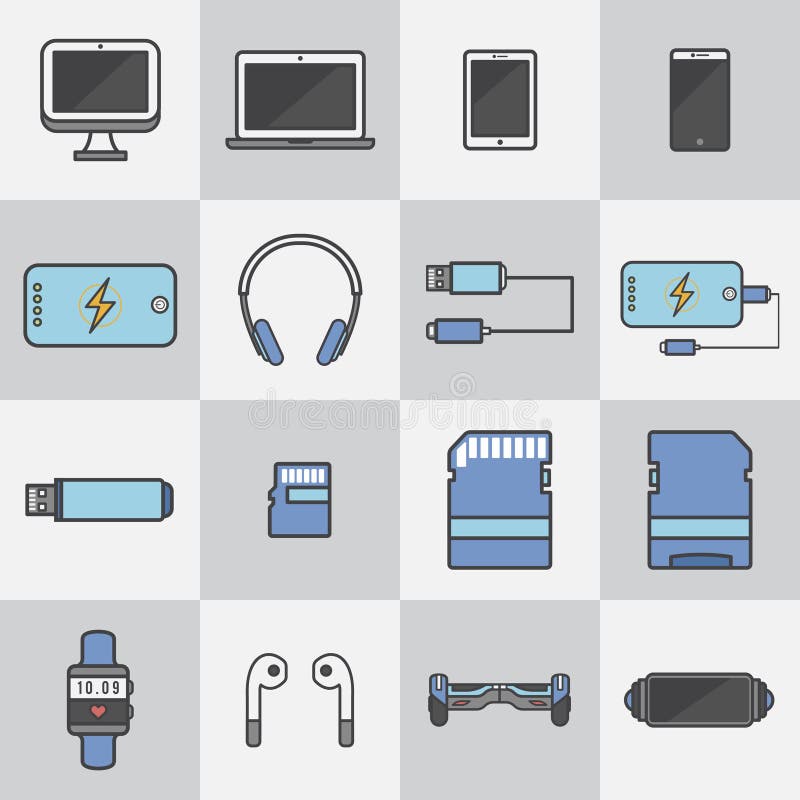 Illustration Set of Digital Device Accessories Technology Stock ...