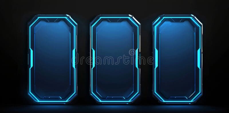 Futuristic Frame with Glowing Edges Tech Border Design Mockup Stock ...