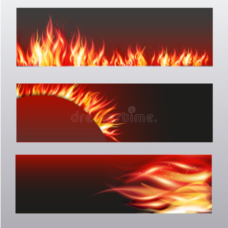 Illustration of Set of Fire Flame Banner Stock Illustration ...