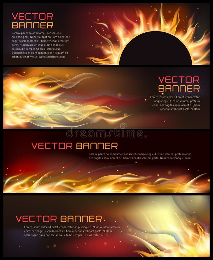 Illustration of Set of Fire Flame Banner Stock Vector - Illustration of ...