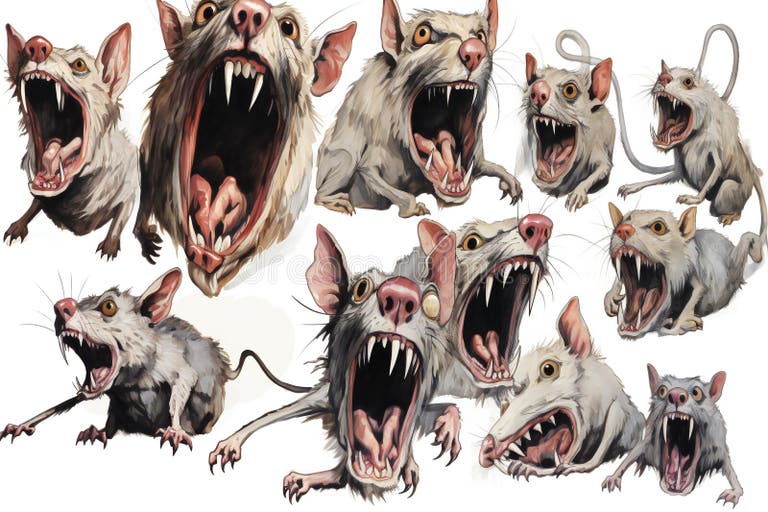 Illustration of a Set of Funny Rats in Different Poses and Attitudes ...