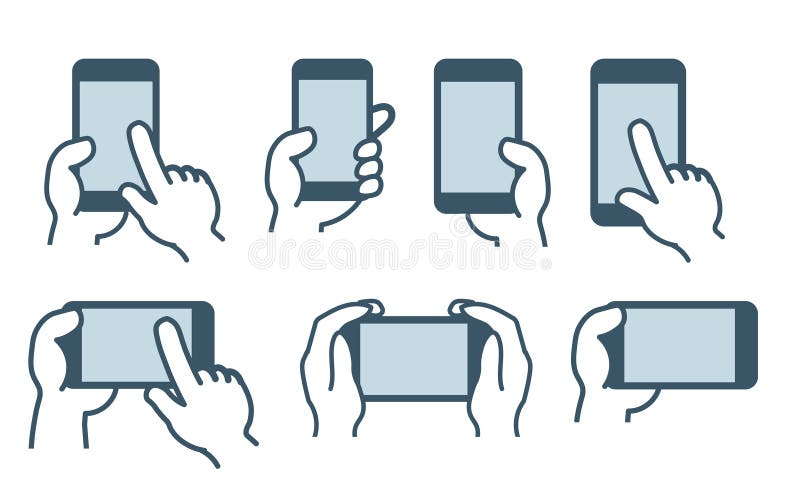 Illustration Set of Hands Operating a Smartphone Stock Vector ...