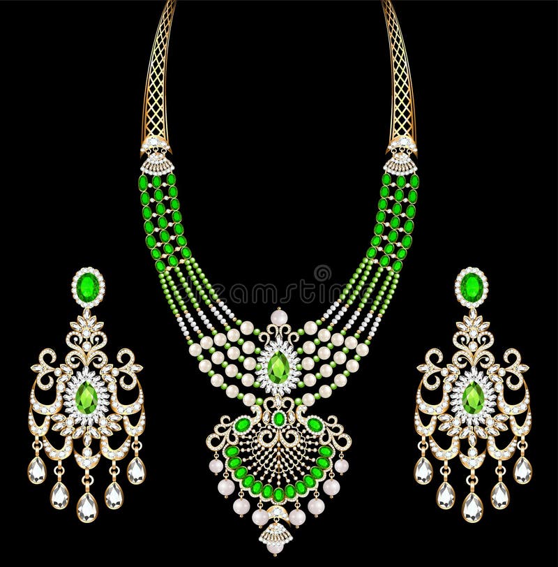 Set of Indian Wedding Necklace and Earrings Stock Vector - Illustration ...