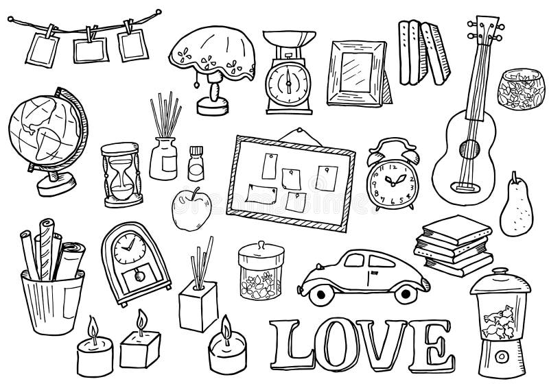 Illustration Set of Interior Goods Stock Vector - Illustration of pots ...