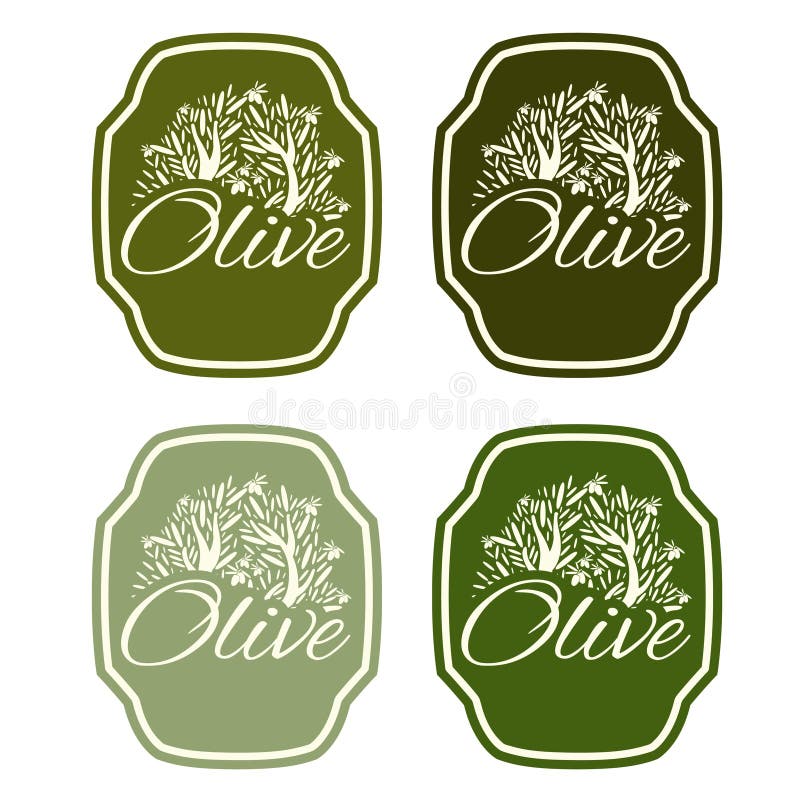 Set of Label with Olive Tree. Vector Stock Vector - Illustration of ...