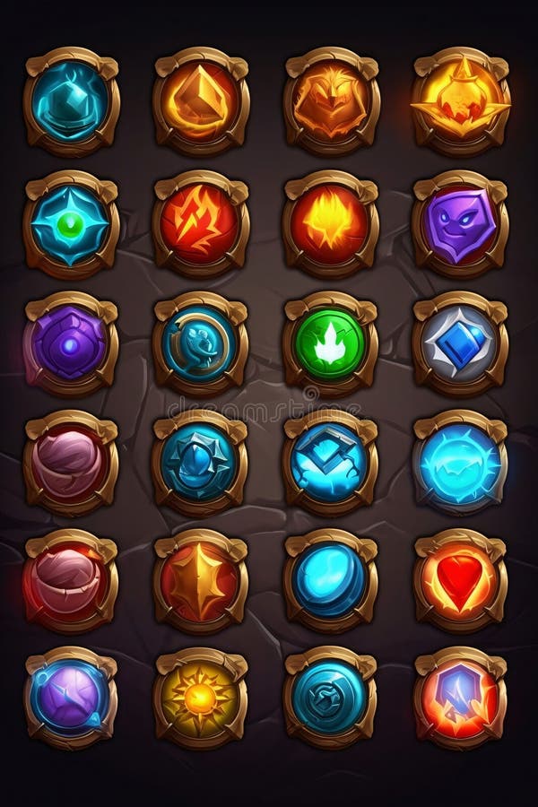 Illustration of a Set of Magic Buttons for Game and Applications Stock ...