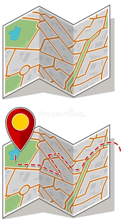 Illustration Set of Map Booklet with Way Point Stock Vector ...