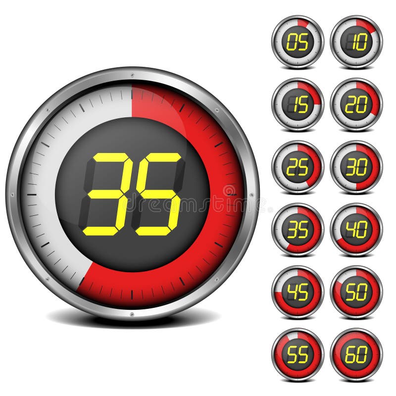 Timer digital set stock vector. Illustration of alarm - 30017735