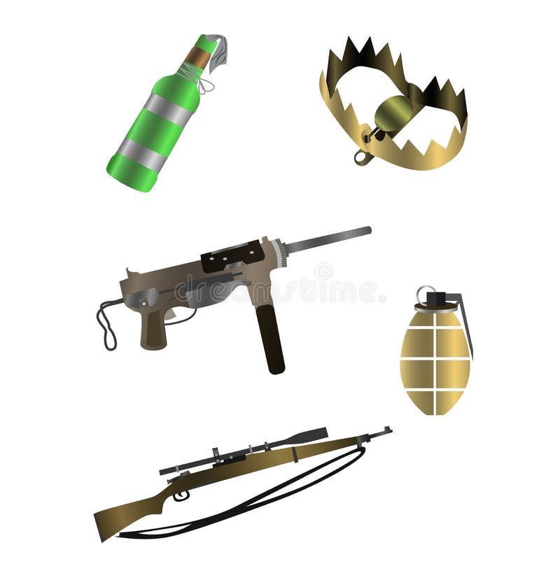 The weapon set stock vector. Illustration of graphic - 205607714