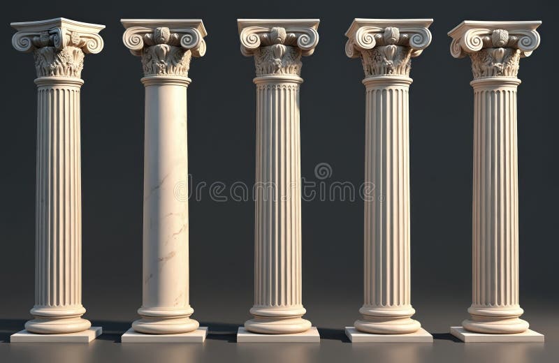 Illustration Set Old Roman Columns. Marble Greek Pillars Architecture ...