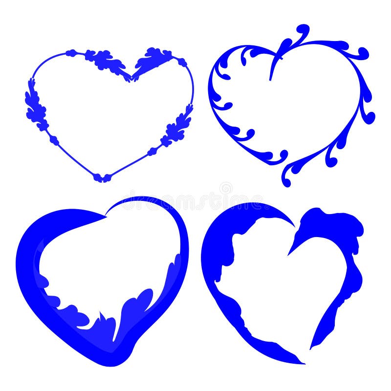 Illustration of a Set of Patterned Blue Hearts Stock Vector ...