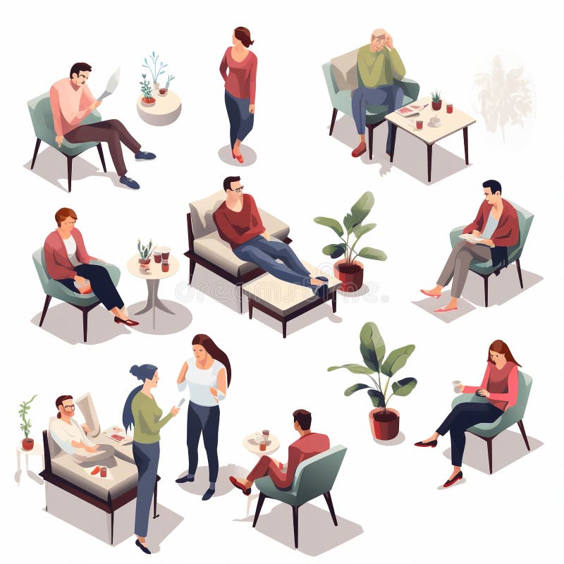 Illustration of Set of People at Therapy Session, Generative Ai Stock ...
