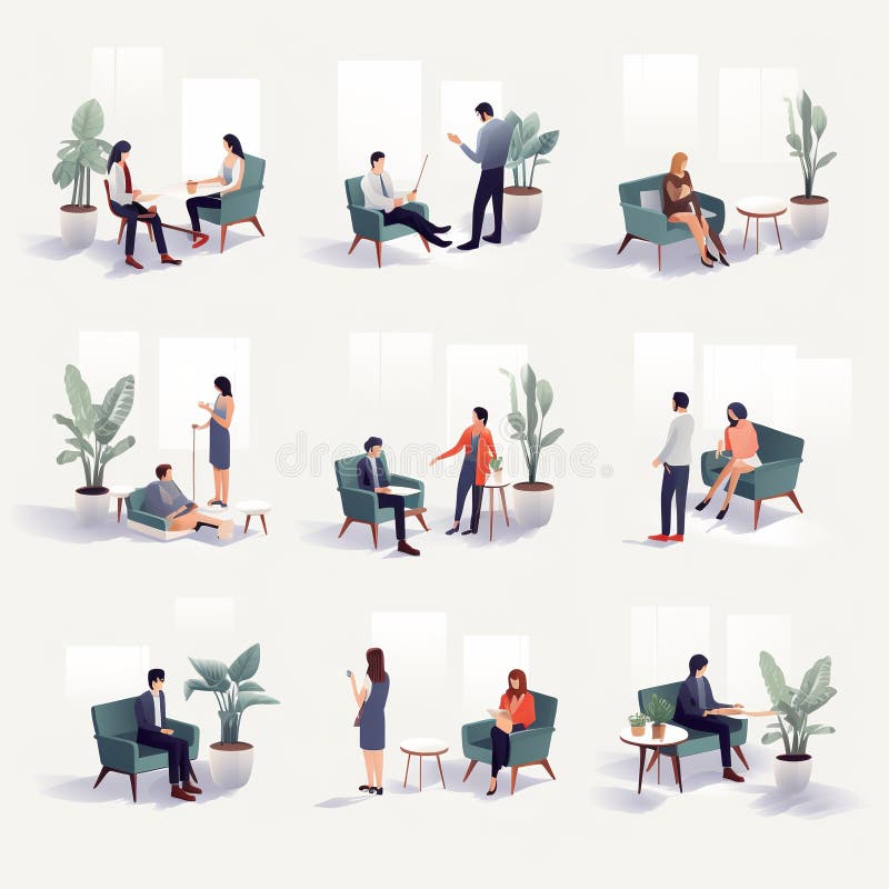 Illustration of Set of People at Therapy Session, Generative Ai Stock ...