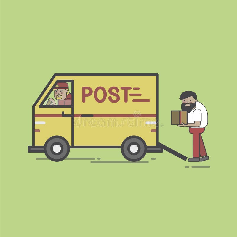 Illustration Set of Post Delivery Stock Illustration - Illustration of ...