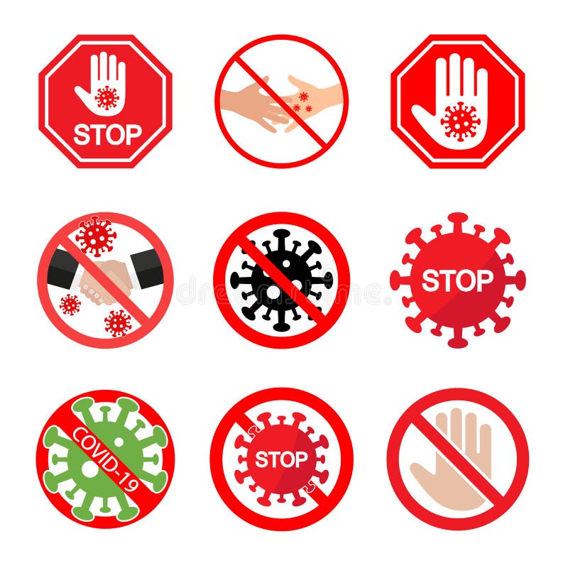 Illustration of a Stop Hand Sign Depicting a Virus on a White ...