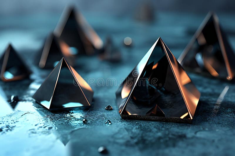A Set of Pyramids on a Metal Surface Stock Illustration - Illustration ...