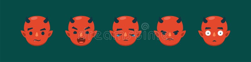 An Illustration Set of Red Devil Emoticon. Isolated Vector Illustration ...
