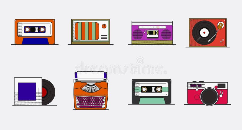 Illustration Set of Retro Entertainment Stuff Vector Stock Vector ...